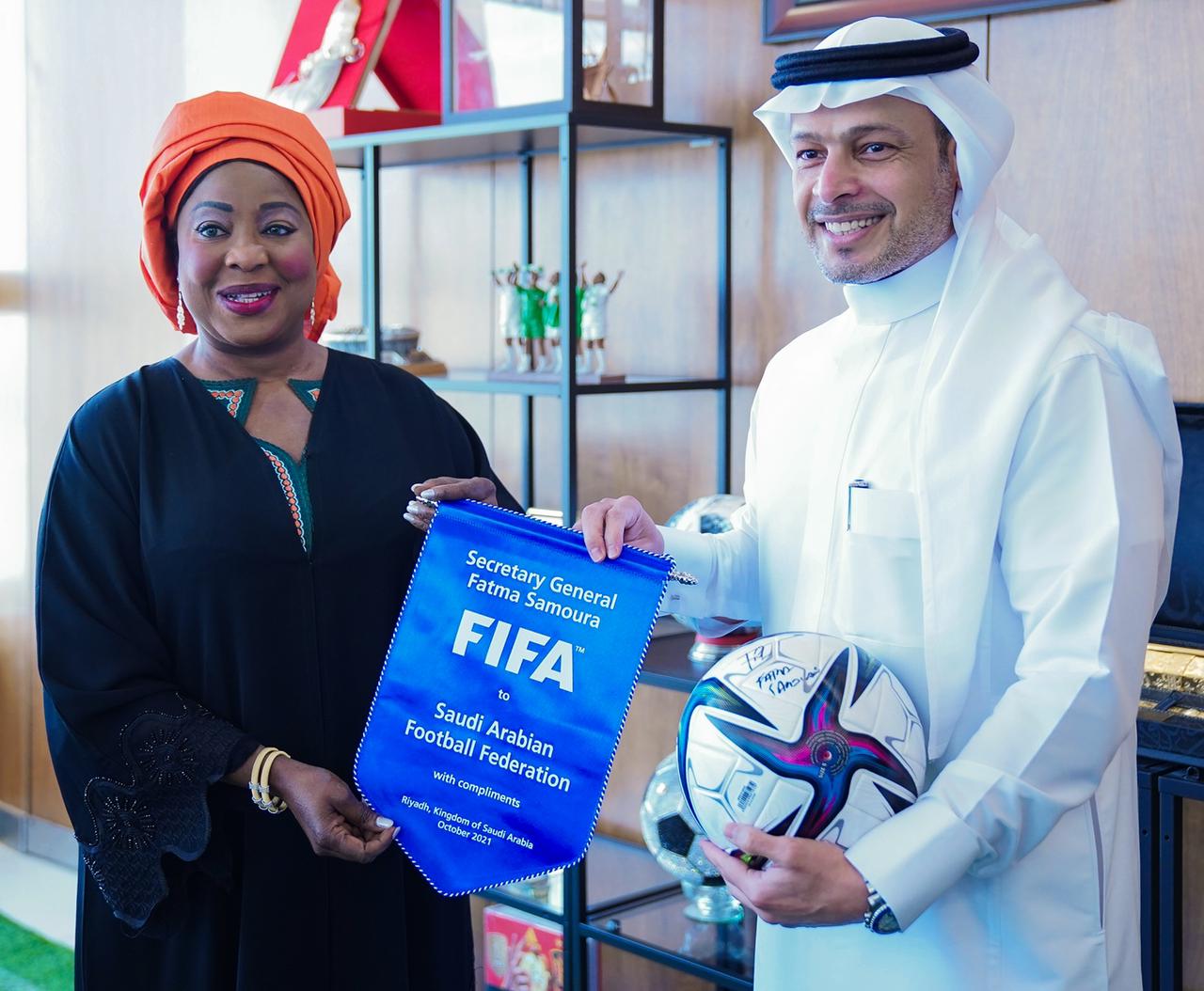Al-Thubaiti welcomes FIFA Secretary General, Ms. Fatma Samoura - Saudi ...